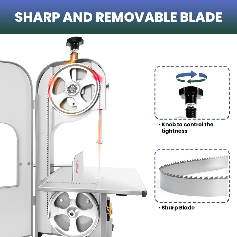 1500W Electric Meat & Bone Saw Machine, Frozen Meat Bandsaw for Butcher ...