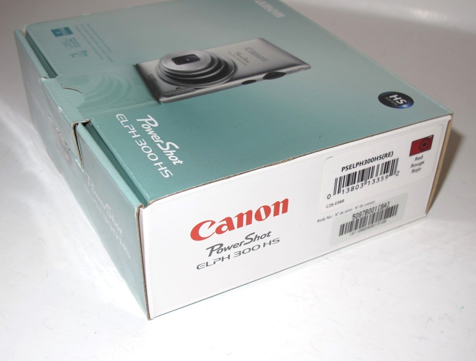 Canon PowerShot ELPH 300 HS 12.1MP RED Digital Camera (Near Mint in Box ...
