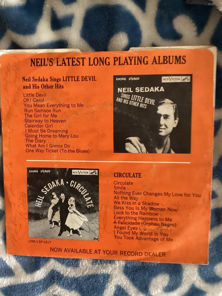 45 +PS NEIL SEDAKA (AUTOGRAPH) RCA 7922 SWEET LITTLE YOU/I FOUND MY ...