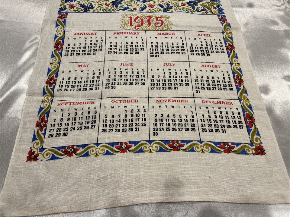 1975 cloth calendar tea towel | eBay