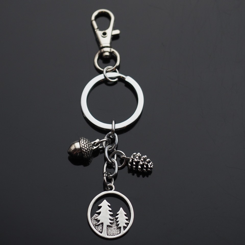 Pine Trees Keychain Nut Acorn Pine Cone Nature Charms Cute Key Chain ...