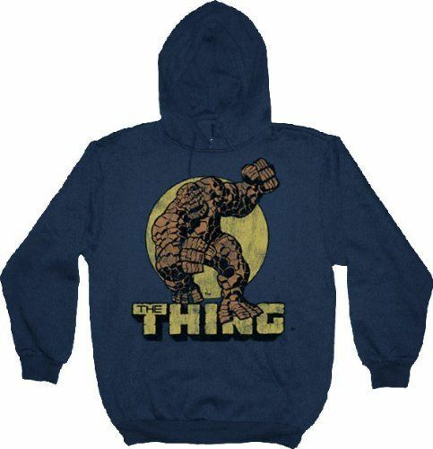 Classic Fantastic Four The Thing Navy Adult Sweatshirt Pullover Hoodie ...