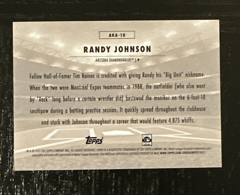 2023 Topps Update #AKA-10 Randy Johnson The Big Unit SSP - Arizona ...