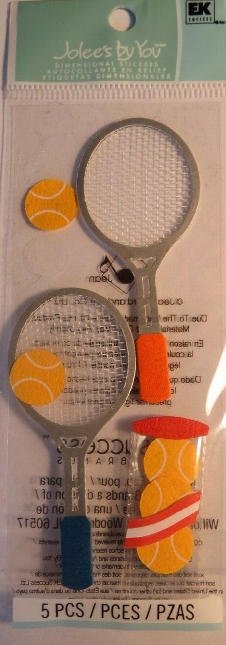 JOLEE'S BOUTIQUE TENNIS RACKET BALL 5 PC STICKERS SCRAPBOOK CRAFT TEAM ...