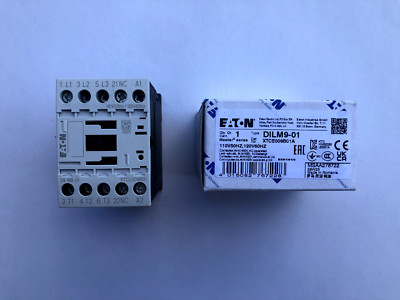 Eaton DILM9-01 9 AMP contactor - 120 volt AC coil - 1 N.C. base contact ...