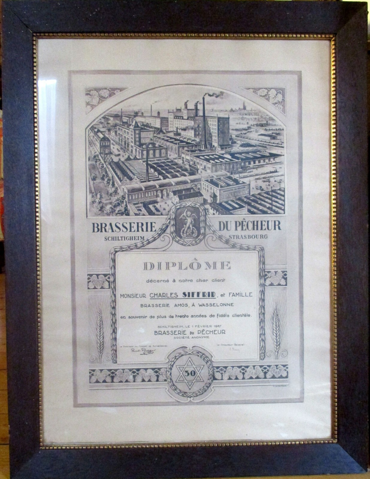Charles GREINER Diplôme Brasserie du Pêcheur Schiltigheim AMOS ...