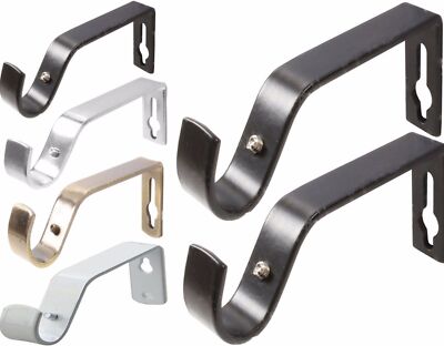 New Metal Curtain Pole Rod Rail Wall Brackets Holders Support Hooks 19 ...