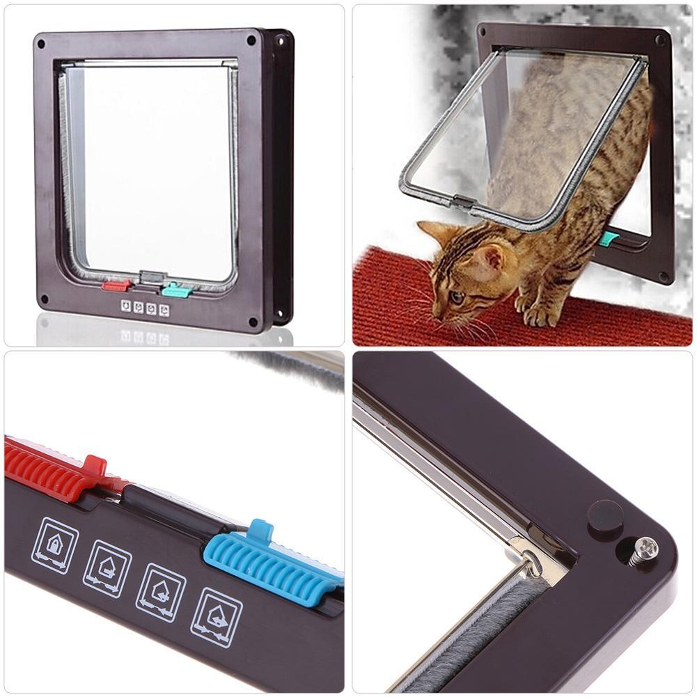 4 Way Lockable Dogs Cat Security Flap Door Kitten Puppy Pets Gate ...