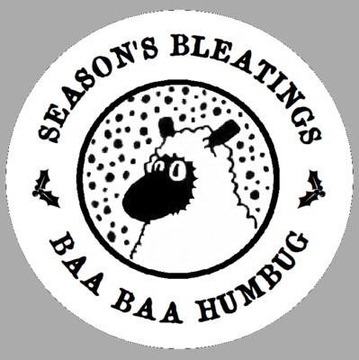 Bah Humbug Stickers Baa Baa Small Circular Christmas Season's Bleatings ...