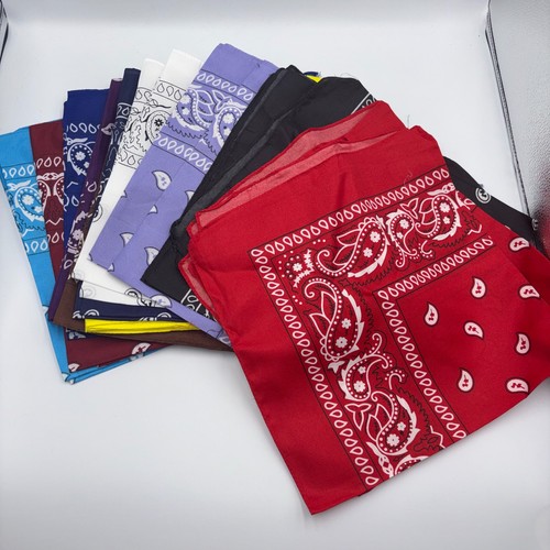 24 pieces - Paisley Head Scarf Bandana Cloth Head Wrap 12 Colors Unisex ...