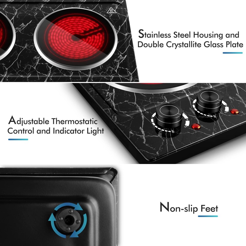 Hot Plate, Double Burner Electric Hot Plate for Cooking, 1800W Dual ...