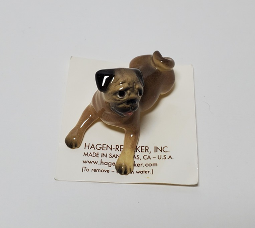 Vintage Hagen Renaker Baby Pug Dog Miniature Figurine 2" Long Retired ...