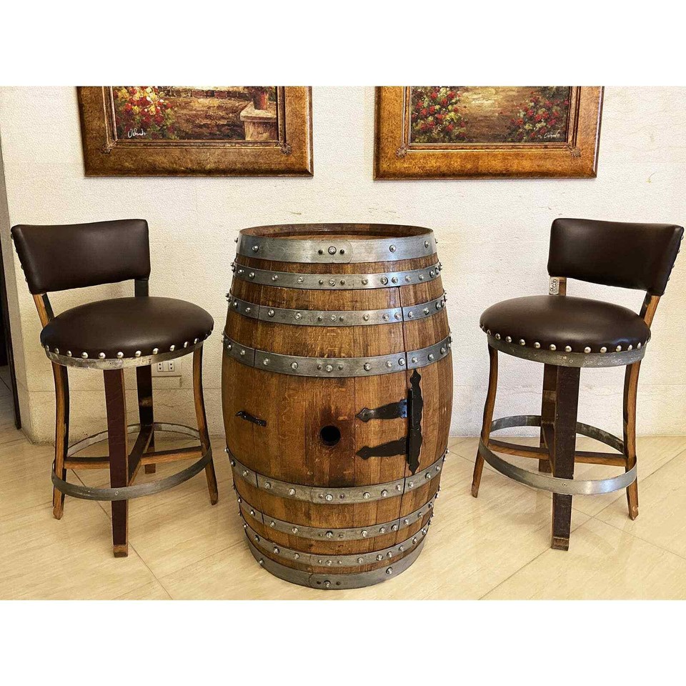 Wine Barrel Multi-Use Bar Cabinet (Pub Table - Barrel Bar - Whiskey ...