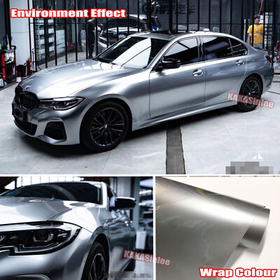 50FT Full Car Auto Wrap Silver Gloss Paint Metallic Vinyl Chrome ...