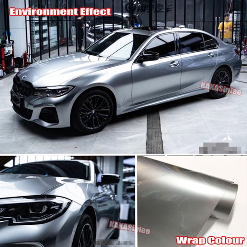 50FT Full Car Auto Wrap Silver Gloss Paint Metallic Vinyl Chrome ...