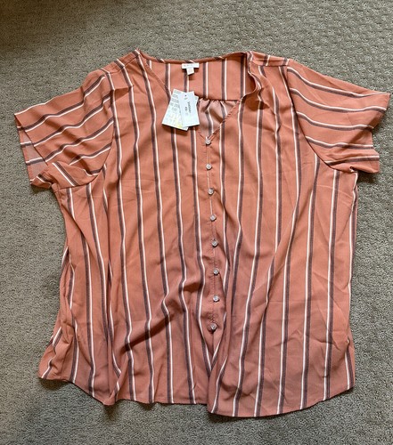 NWT ! LuLaRoe 3XL Shannah V-Neck Button Down Top Striped | eBay