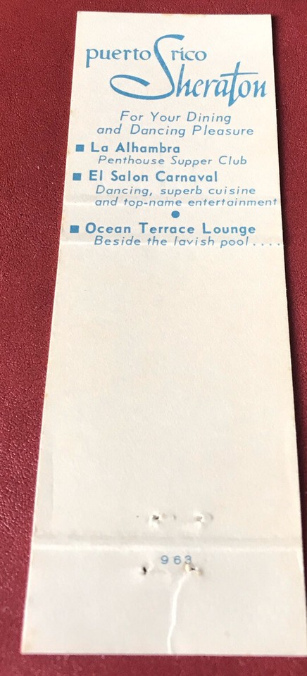 Matchbook Cover Puerto Rico Sheraton Hotel | eBay