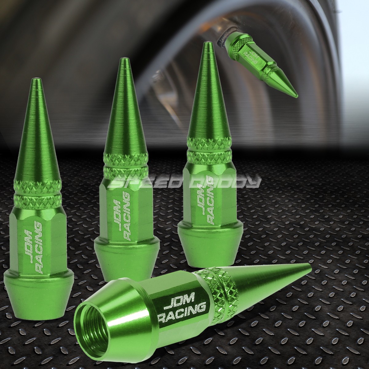 4PCS ALUMINUM WHEEL TIRE RIM AIR PORT DUST COVER VALVE CAP SPIKY SET ...