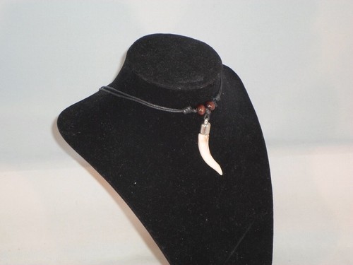 Faux Yak Bone Resin Wolf Tooth Handmade Necklace Wax Cord Men ...