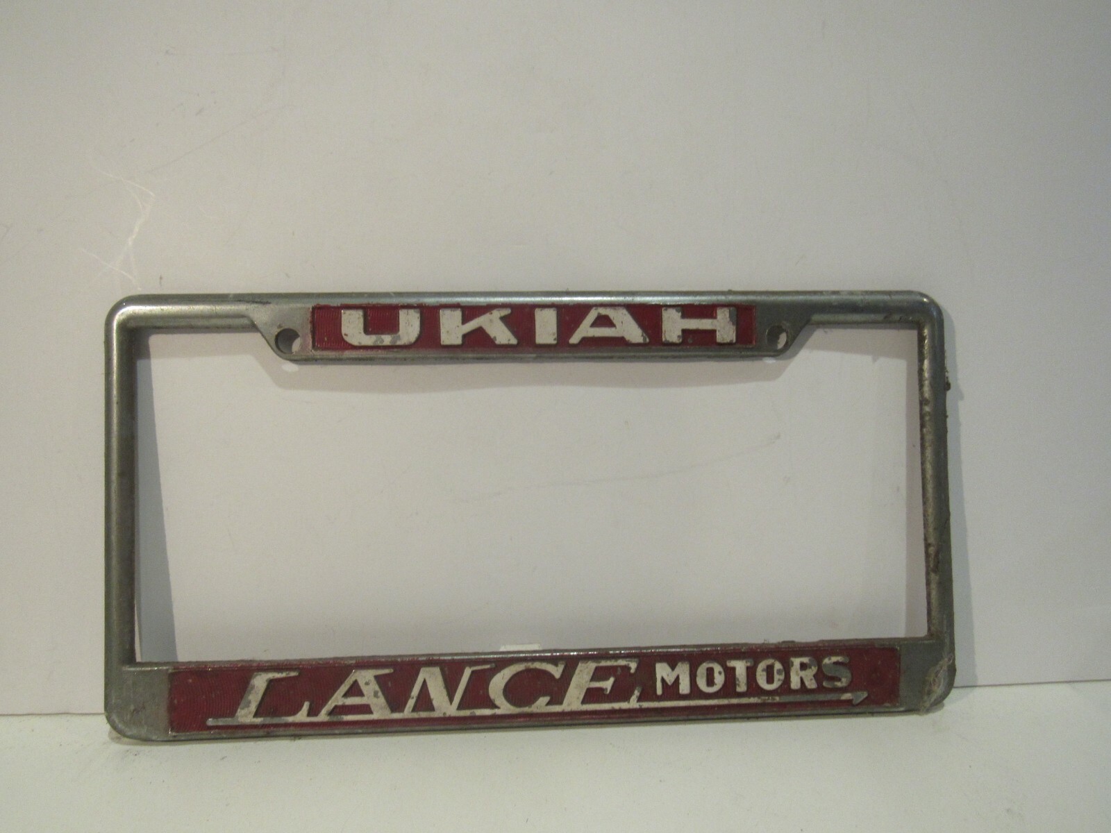 Vintage UKIAH Lance Motors License Plate Frame Metal Embossed ...