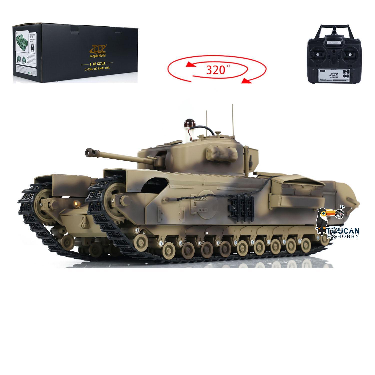 1/16 Tongde RTR RC Tank Churchill Mk.VII Metal Track IR Battle Tank ...