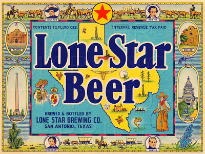 Lone Star Beer San Antonio, Texas Label Recreated on Satin Canvas | eBay
