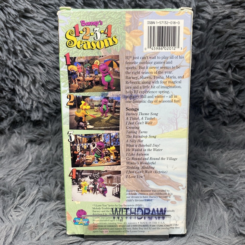 Barney's 1-2-3-4 Seasons VHS 1996 Classic Collection Cartoon Tape Movie ...