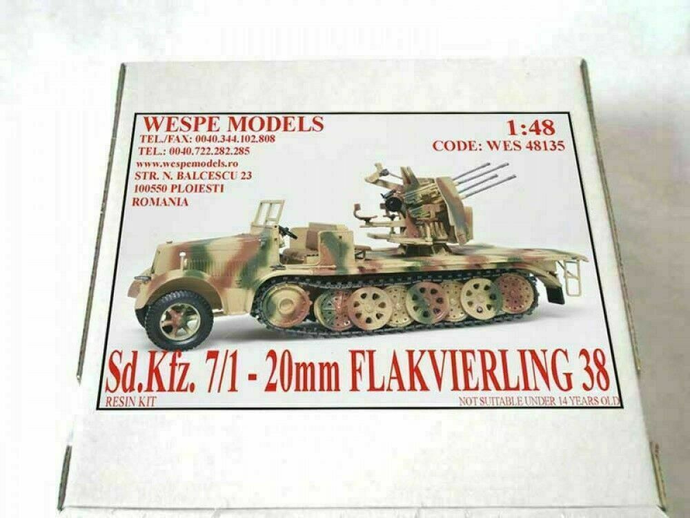 SdKfz 7/1 20mm FLAKVIERLING 38 Wespe Models 1:48 military resin model ...