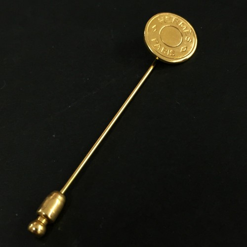 EGA HERMES Sellier Gold Tone Pin Brooch/9CA0452 | eBay