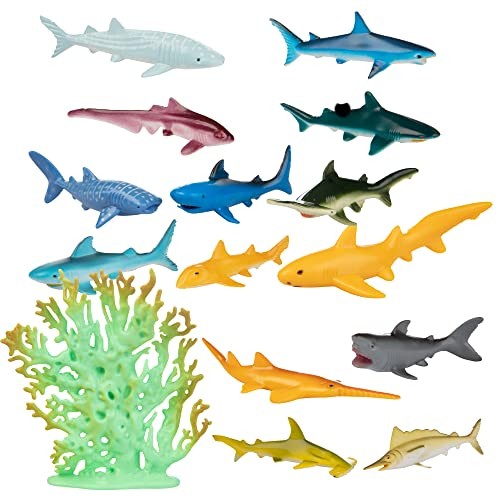Sharks Toys Action Figure Bucket - 41 Piece Playset, 15 Unique Sculpts ...