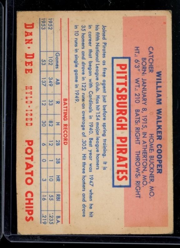 1954 Dan Dee Walker Cooper Pirates SP Lt. Wrinkles GD LOOK! | eBay