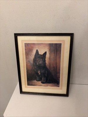Vintage Wooden Framed Dog Print Picture “A Scottish Terrier” Lilian ...