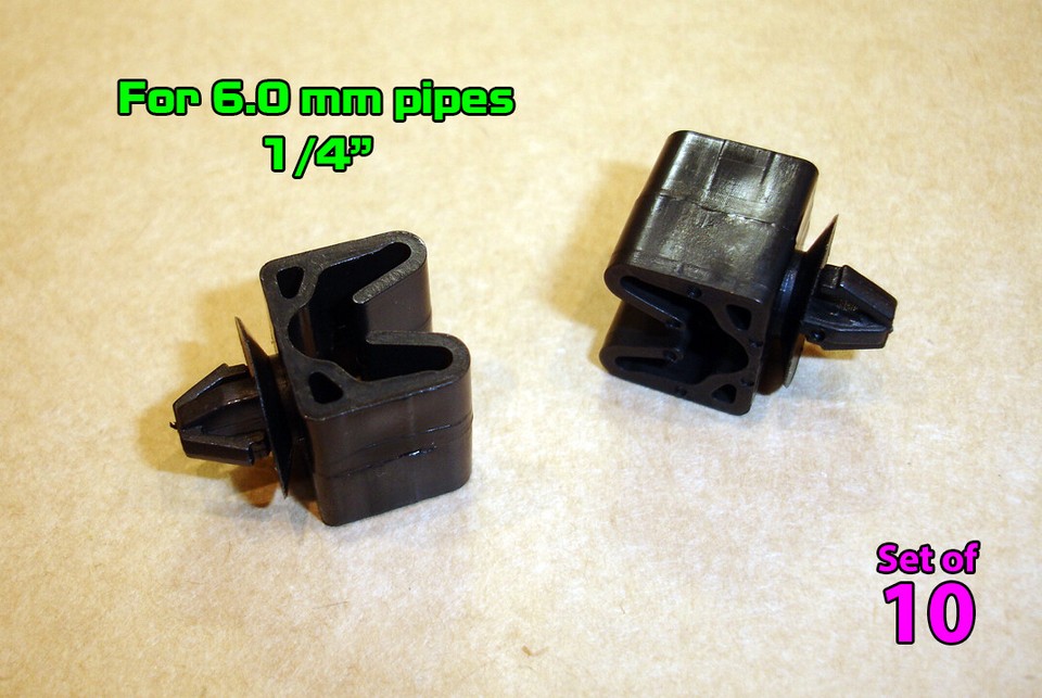 Set of 10 Single Plastic Brake Line Pipe Mounting Holder Clips 6.0mm 1/ ...