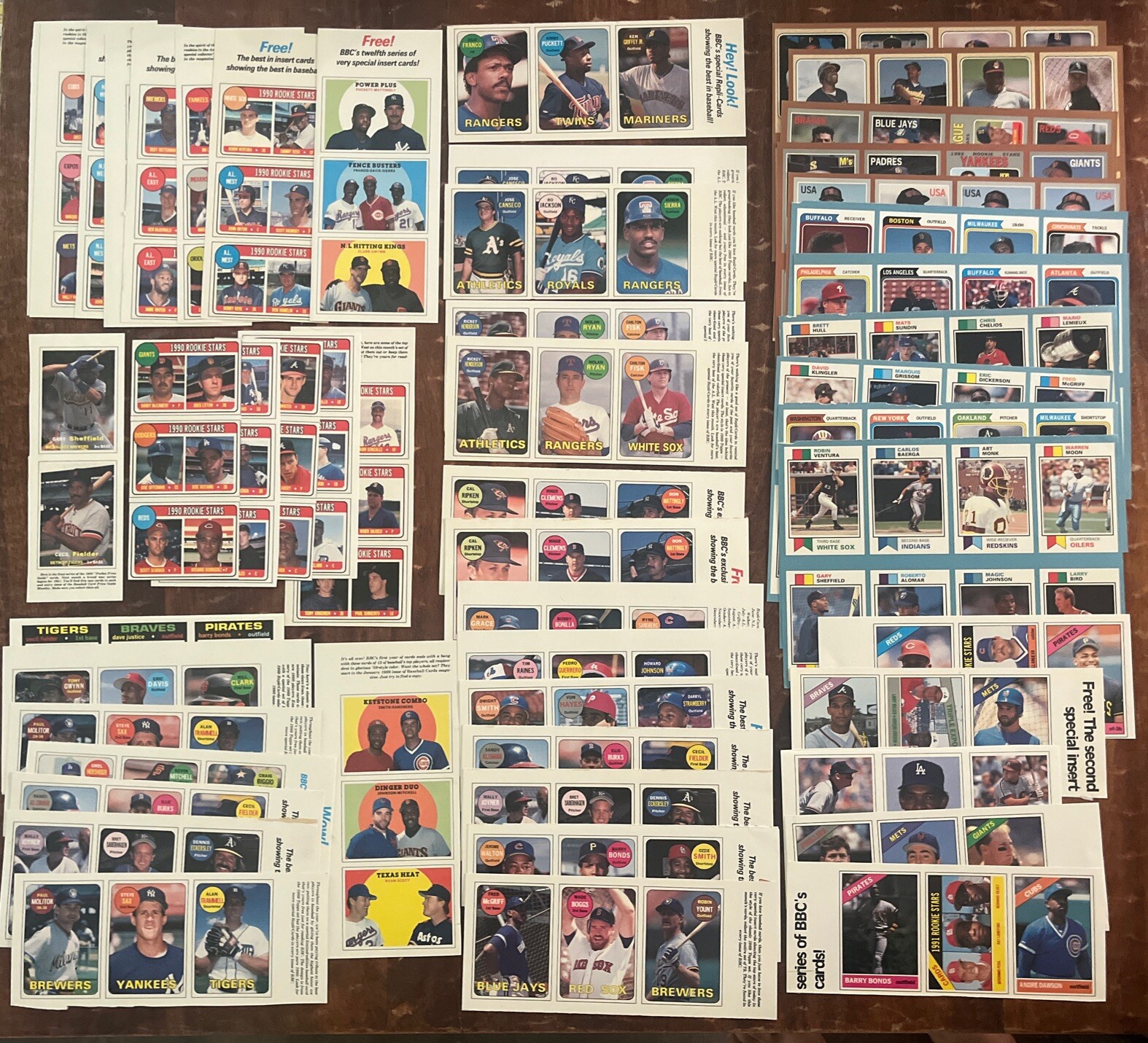 Baseball Card Magazine Uncut Insert Sheets - Huge Lot of 50+ Loaded w ...