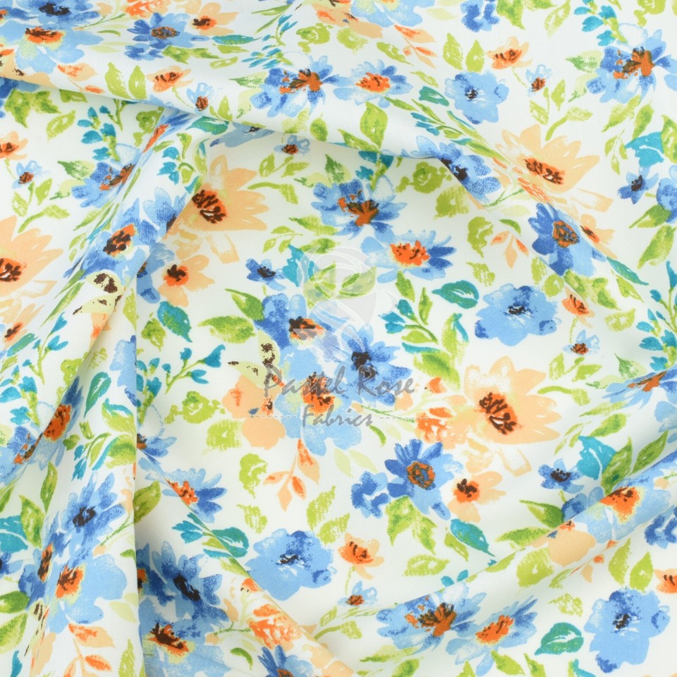 watercolour-floral-100-cotton-fabric-sewing-quilting-craft-clothing-by