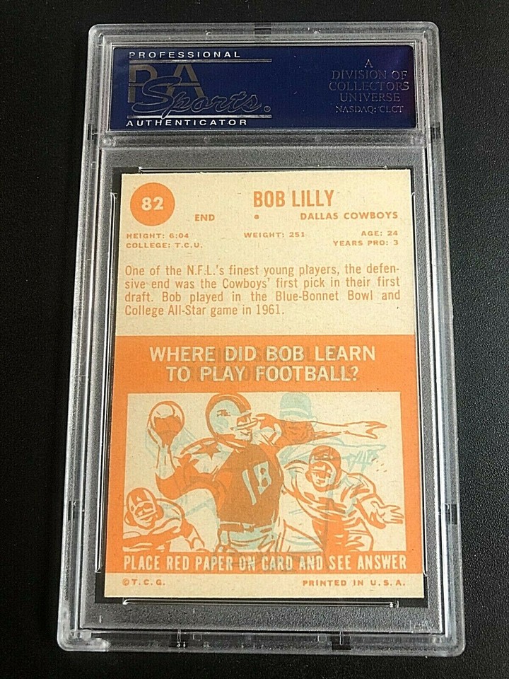 Bob Lilly 1963 Topps Football Rookie SP Card #82 Graded PSA 8 NM-MT ...