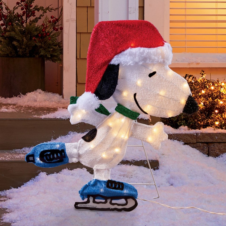 Peanuts 24" 2D Skating Snoopy LED Christmas Yard Decoration Indoor ...