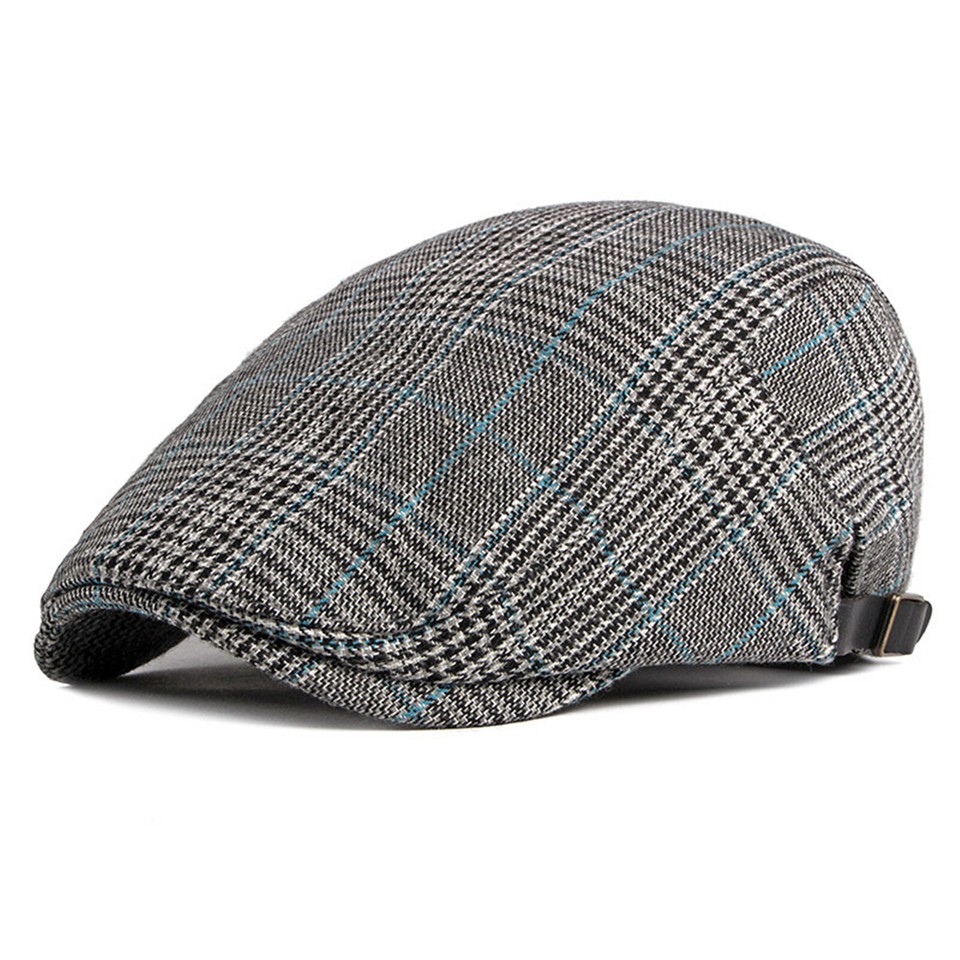 Men's Plaid Solid Cotton Gatsby Cap Newsboy Cabbie Golf Driving Flat ...