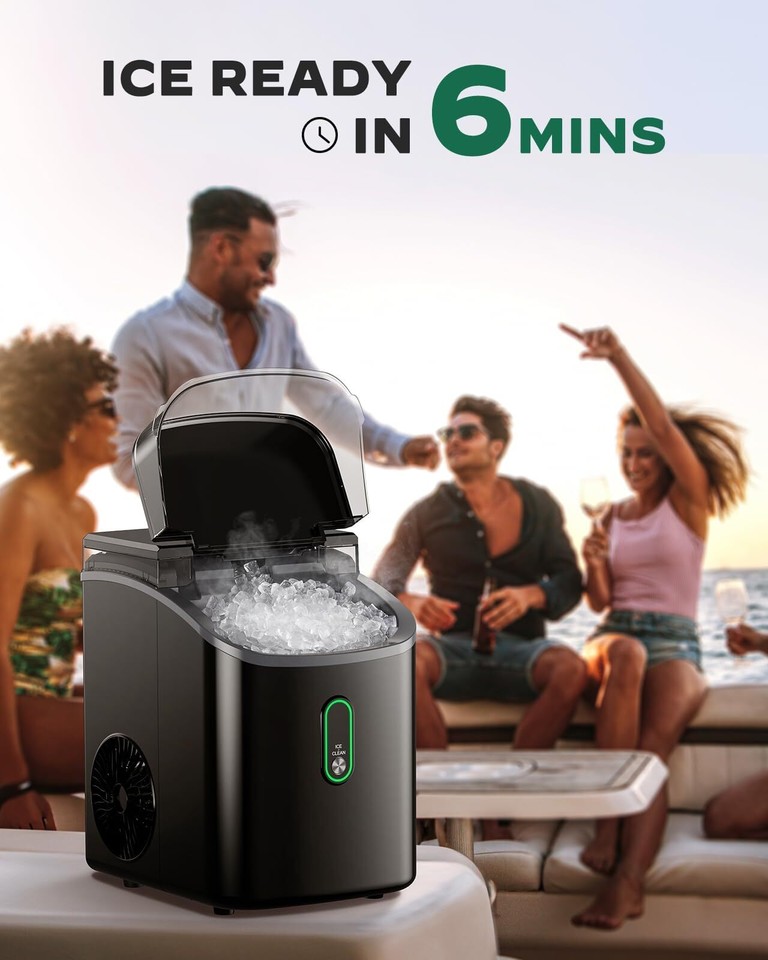 Silonn Nugget Ice Maker Countertop, Pebble Ice Maker with Soft Chewable ...