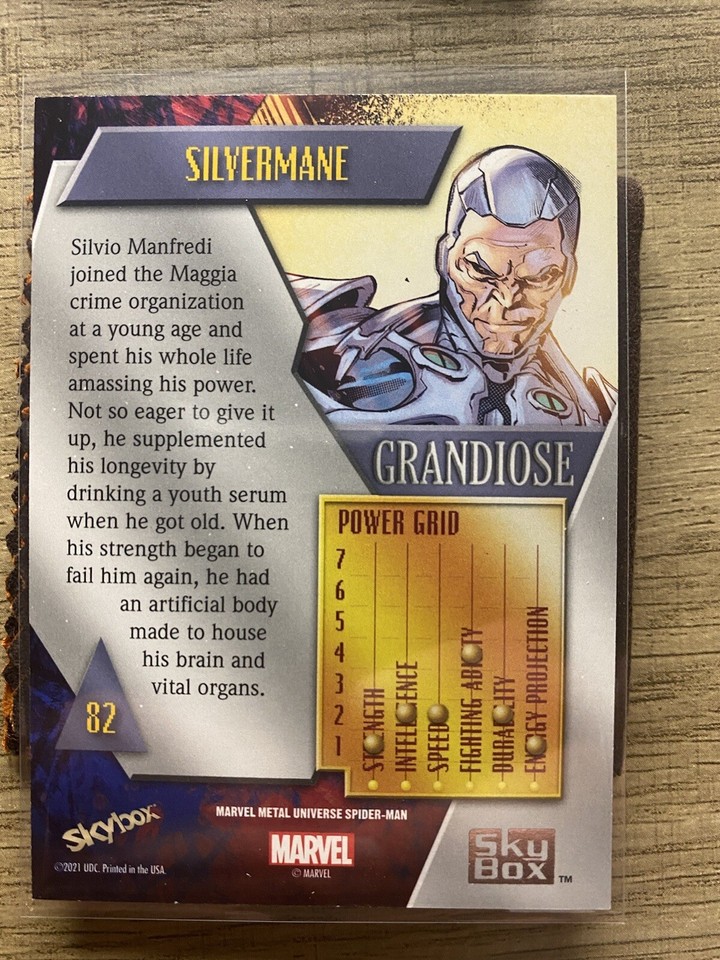 2021 Skybox Marvel Metal Universe Spider-Man Silvermane Grandiose SSP ...