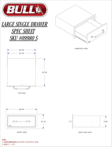 09980 Kitchen Outdoor Single Drawer, Large, Stainless Steel | eBay