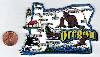 OREGON STATE MAP JUMBO MAGNET 7 COLOR PORTLAND EUGENE SALEM MEDFORD | eBay