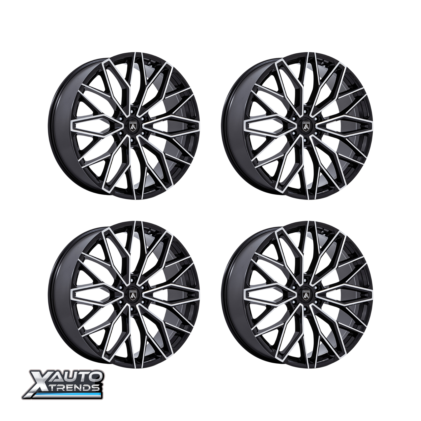 Asanti Black Label AB050 Mogul 6 Glss BLK W/MCHND Face 22X9.5 6X139.7 ...