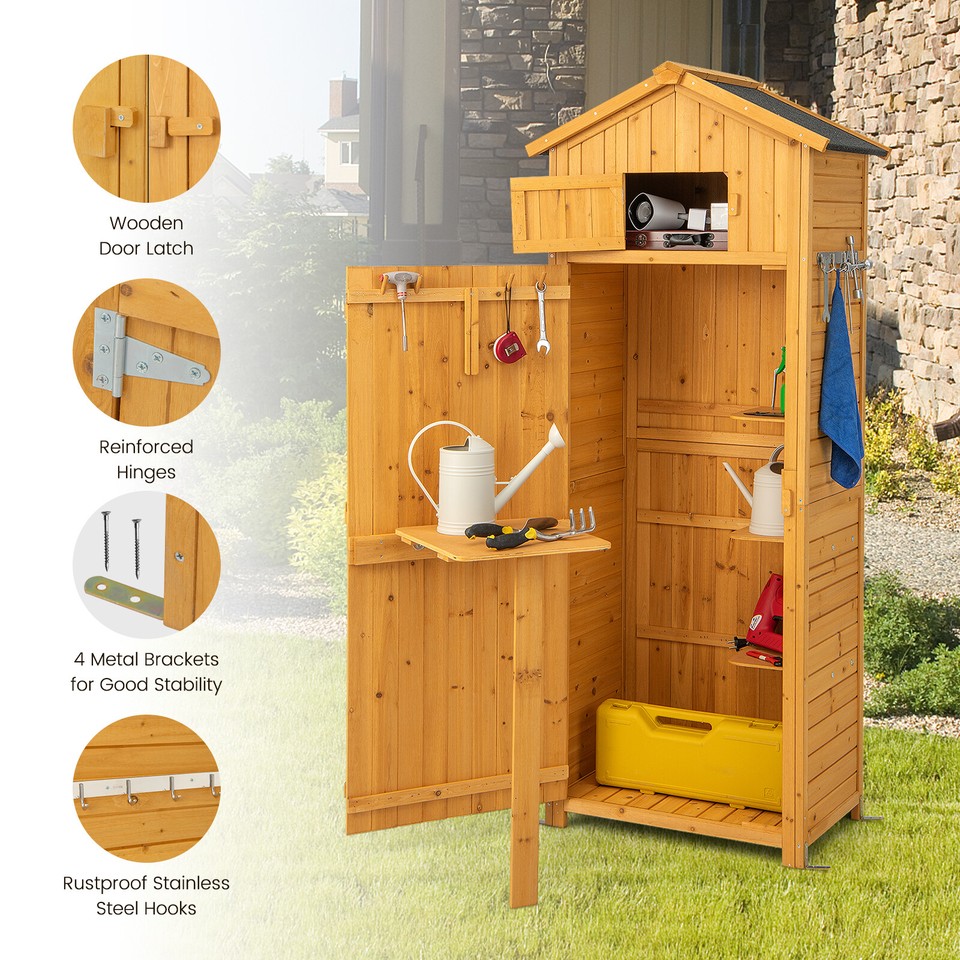Garden Storage Shed Outdoor Lockable Storage Cabinet Tool Organizer w ...
