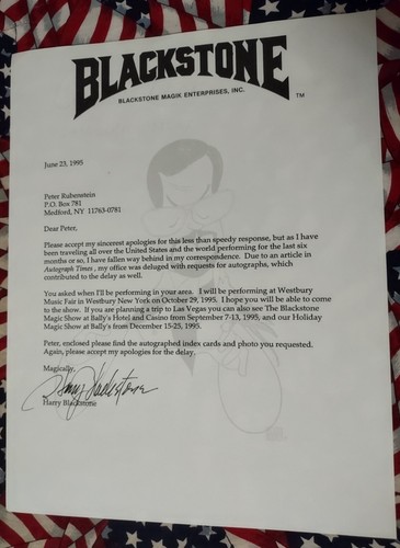 MAGICIAN HARRY BLACKSTONE SIGNED LETTER. TLS. LIFETIME COA. | eBay