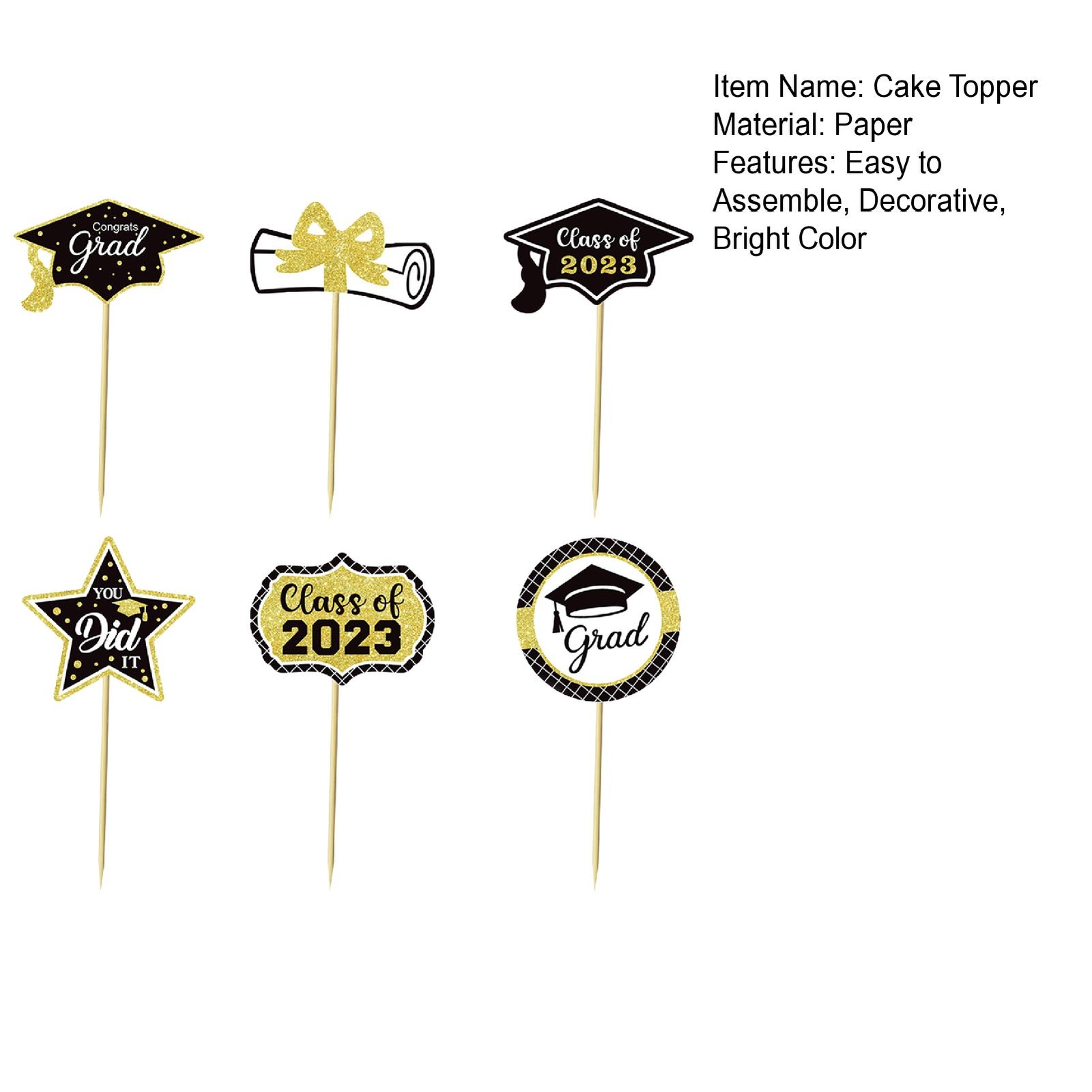 1 Set Graduation Table Topper Glitter Powder Decorative Grad Theme Cake ...