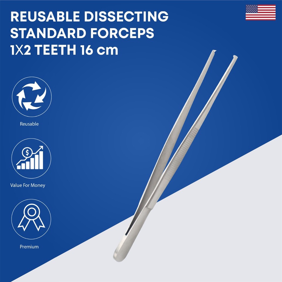 Dissecting Standard Forceps 1x2 Teeth Stainless Steel Surgical ...