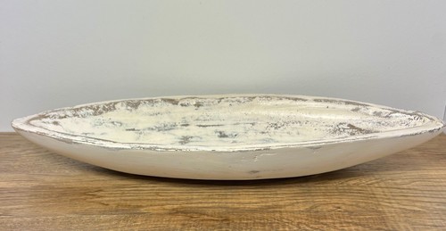 Rustic, Shabby Chic White Washed Ceramic Decorative Bowl 19" Great ...