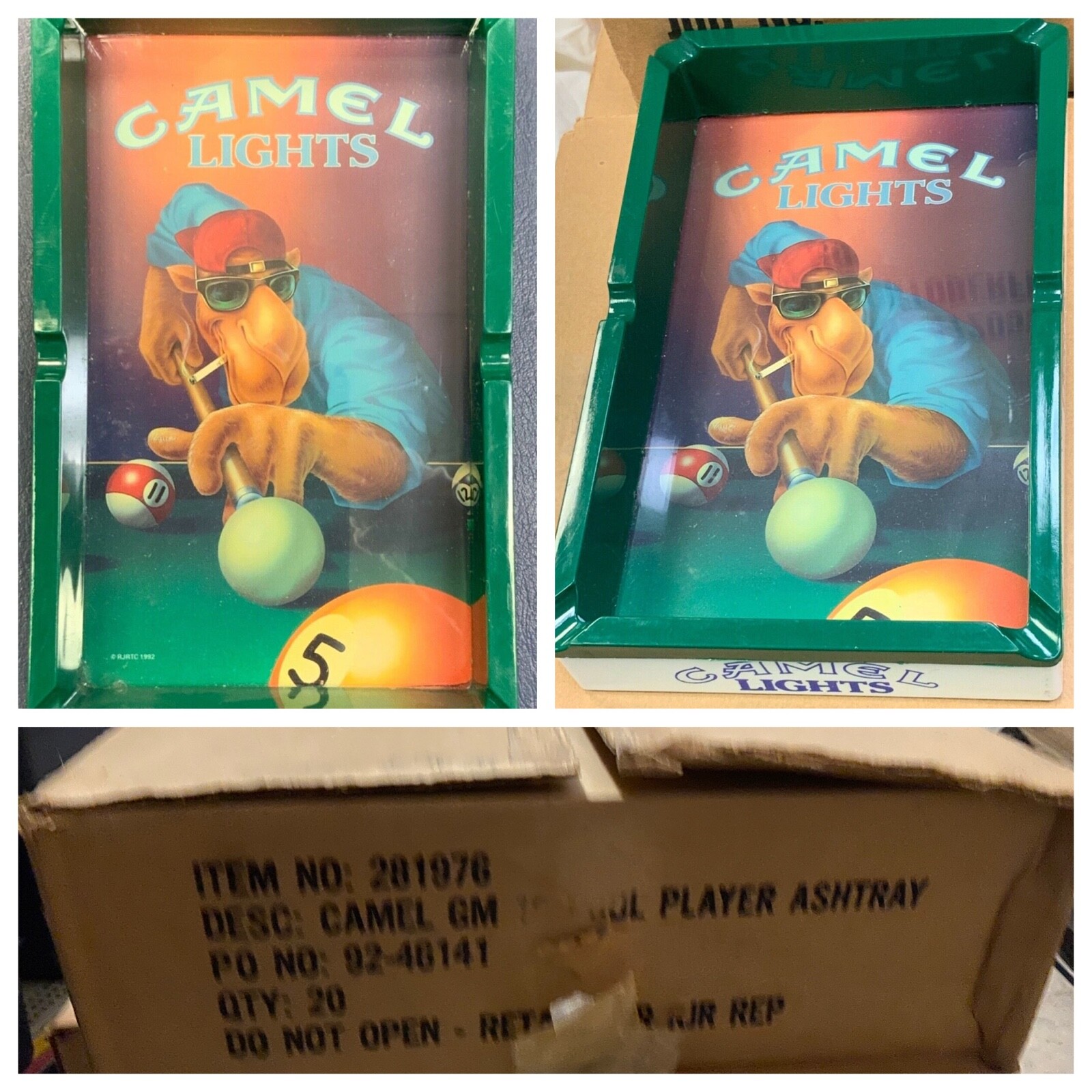 Camel Joe Lights Pool-Table Shaped Ashtrays Set of 20 w/ Display ...