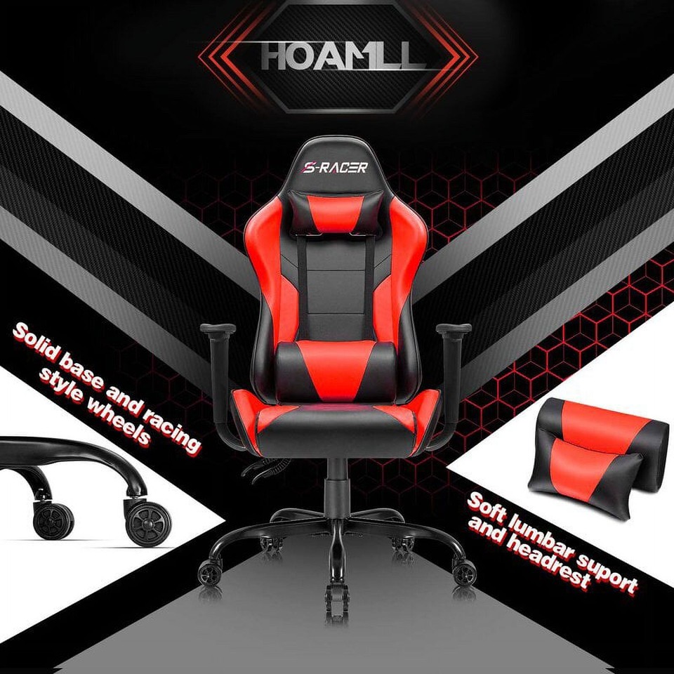 S-Racer Gaming Chair Office Chair Synthetic Leather Adjustable Seat ...